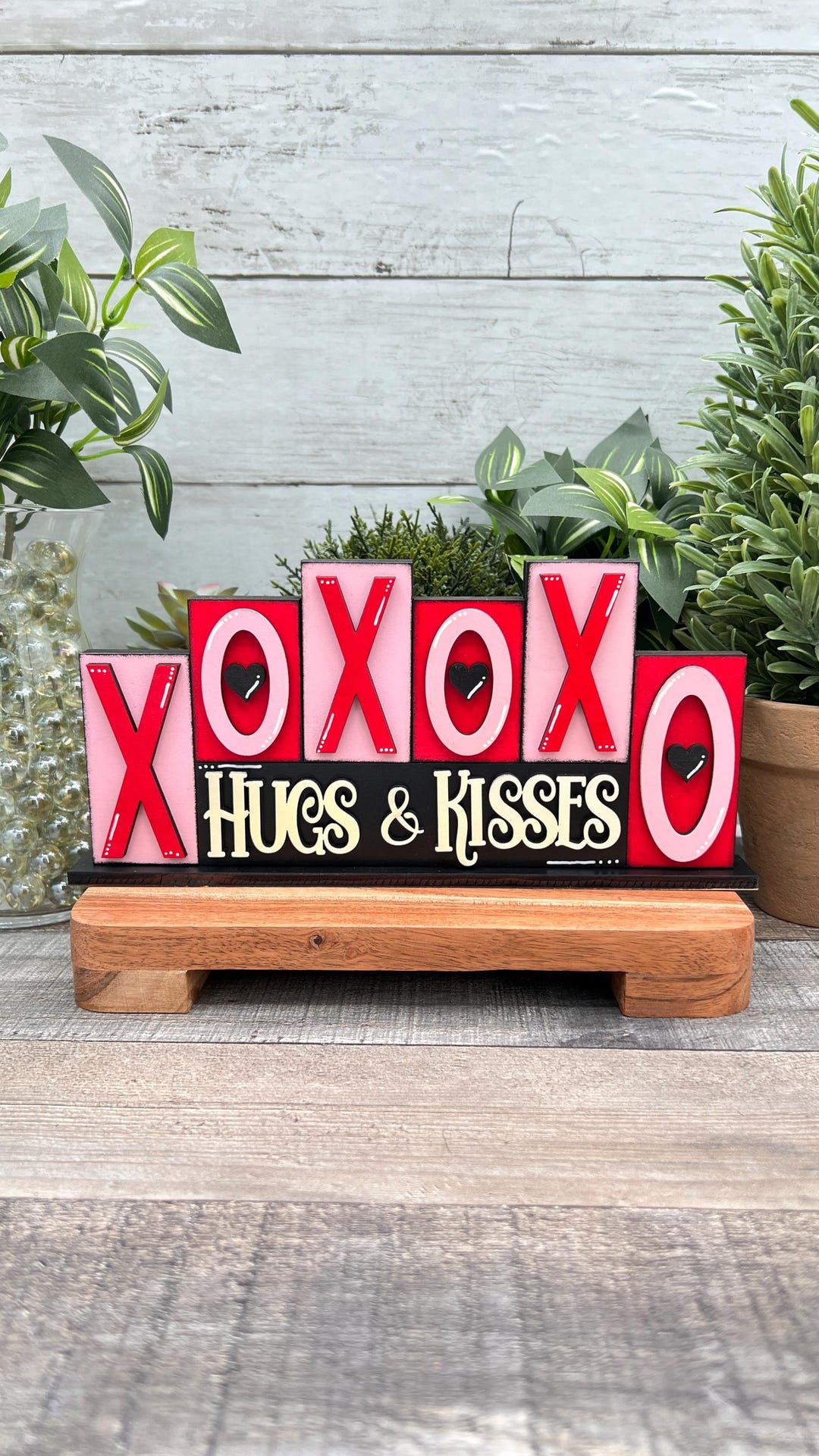 Valentines Day Block Letter Sign, Pink and Red Decor, Valentines Day ...
