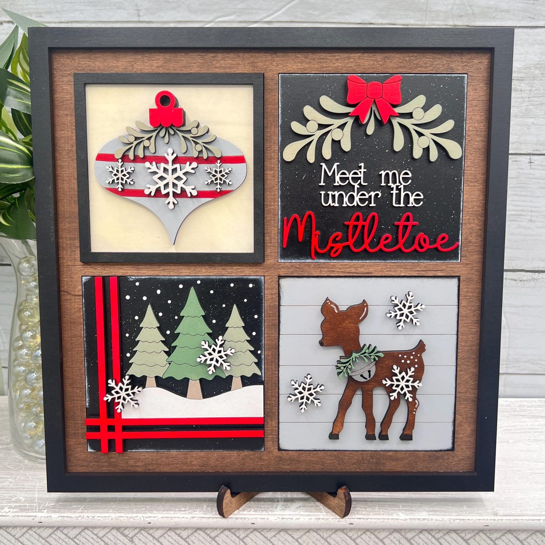 Christmas Wood Sign, Interchangeable Square Christmas Decor - Etsy