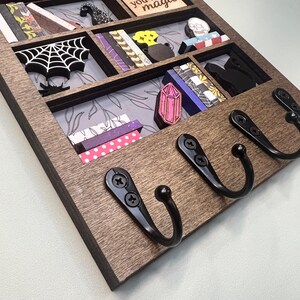 Witch Bookshelf Keyholder, Wall Mounted Keyhanger, Crystal and Moon ...