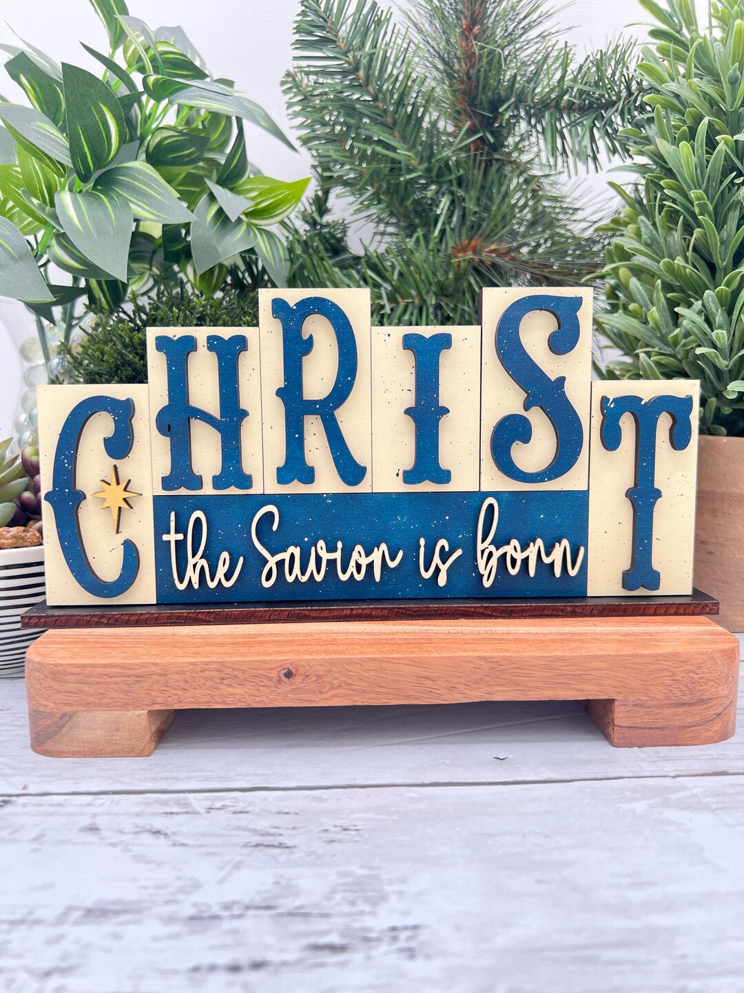 O Holy Night Block Letter Sign, Christmas Decor, Nativity Decor for ...
