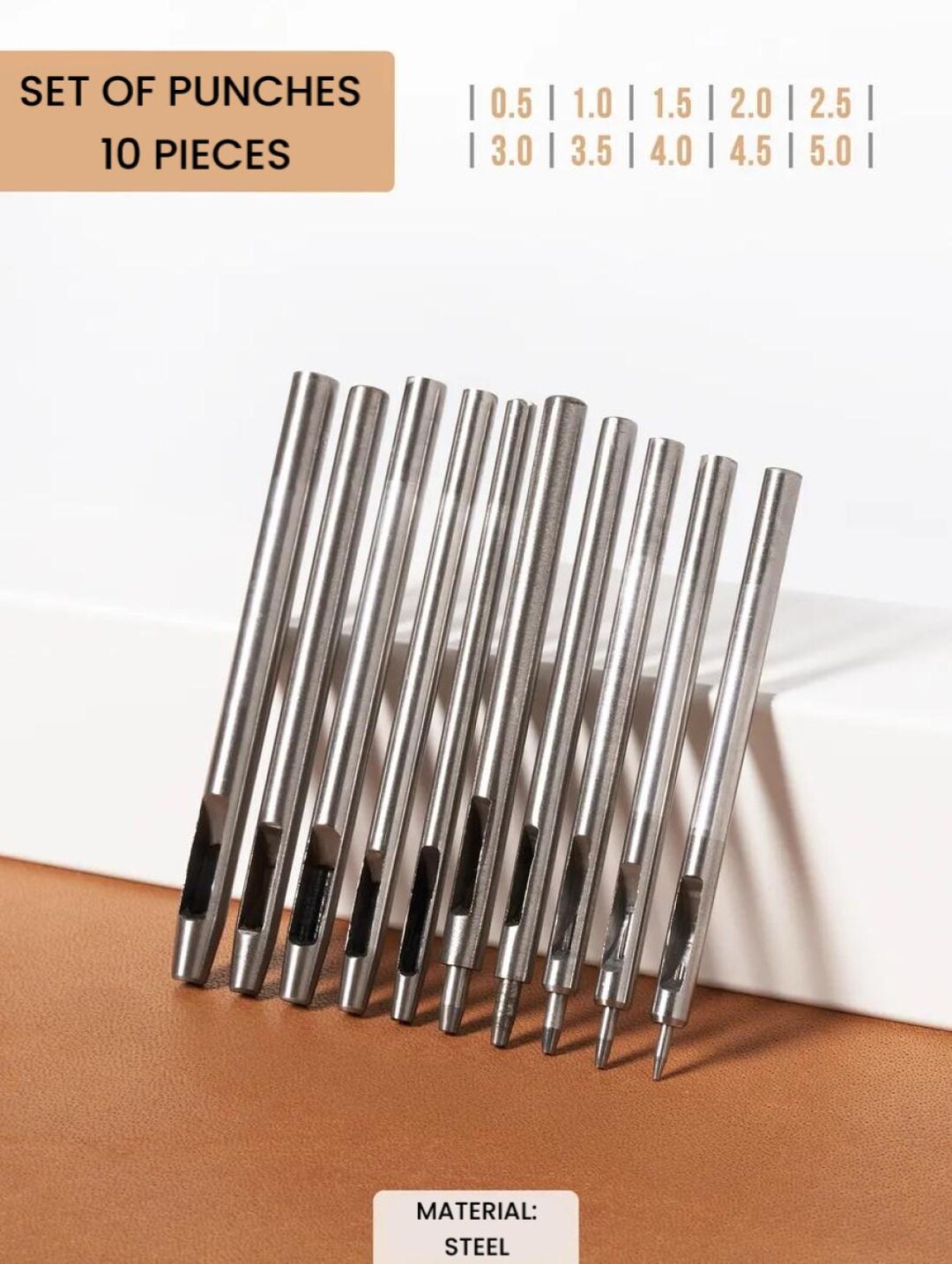 Leather Punches, Leather Punches Set, 0.5-5 Mm Leather Punches Set ...