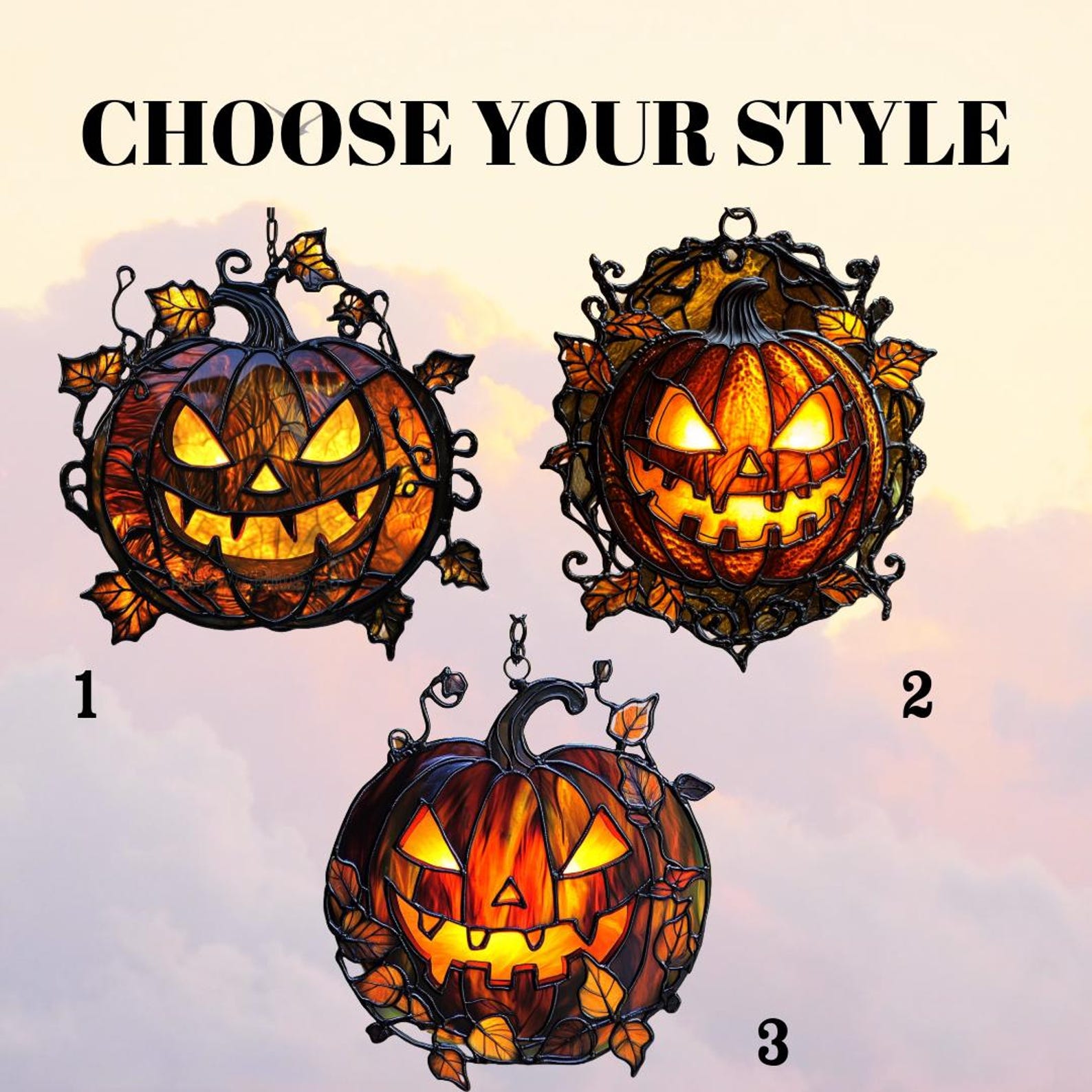 Jack-o'-lantern Faux Stained Glass Acrylic Window Suncatcher Ornament ...