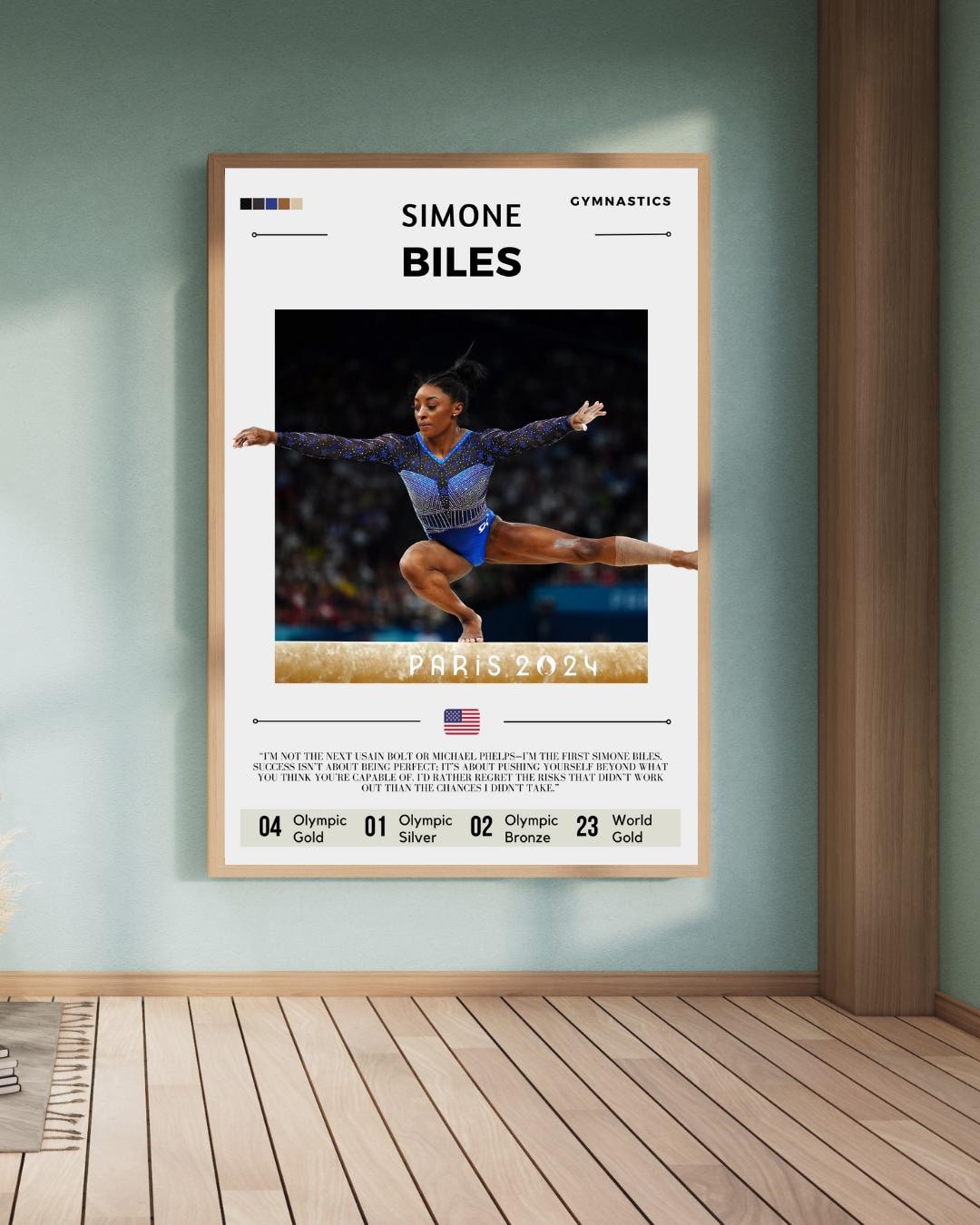 Simone Biles Poster Wall Art, Gymnastics Decor, Athletic Inspiration ...