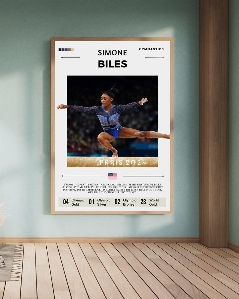 Simone Biles Poster Wall Art, Gymnastics Decor, Athletic Inspiration ...