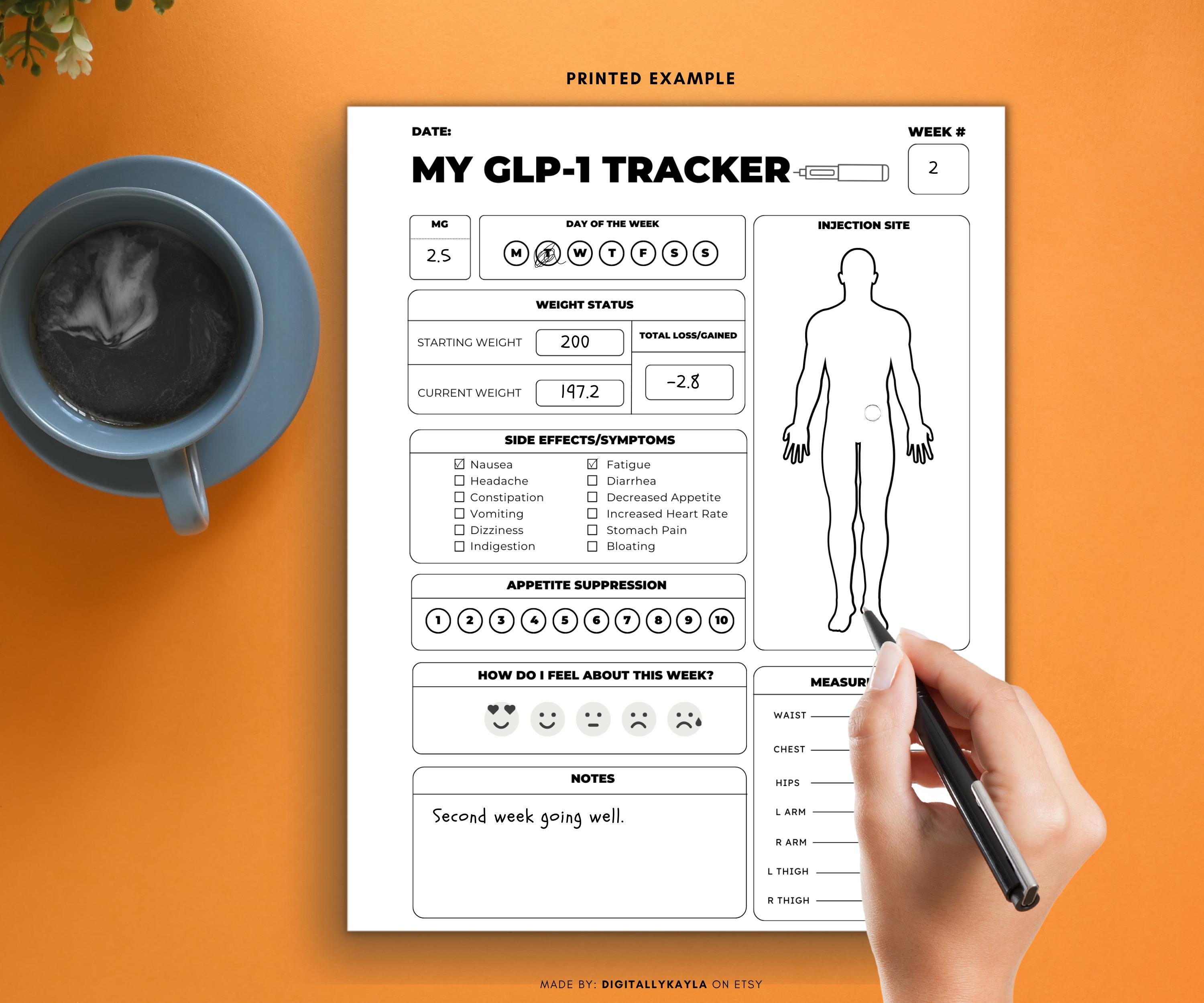 GLP-1 Weight Loss Tracker Printable | Semaglutide, Ozempic, Mounjaro ...