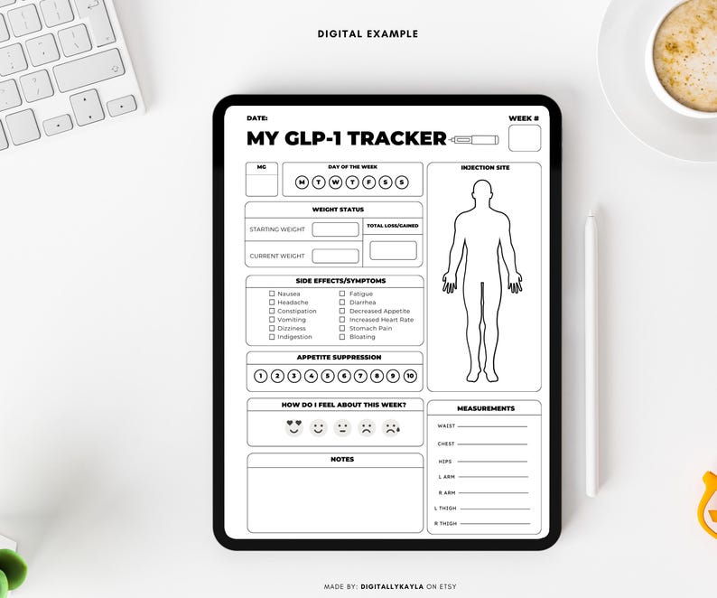 GLP-1 Weight Loss Tracker Printable | Semaglutide, Ozempic, Mounjaro ...