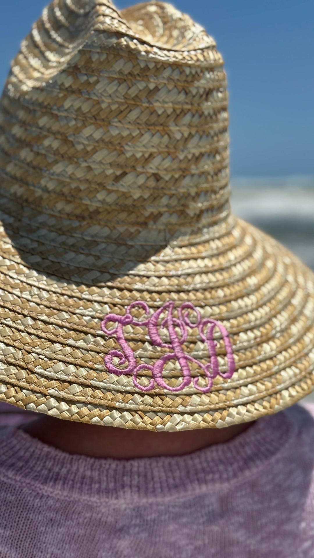 Custom Monogrammed Straw Sun Hat | Wide Brim Beach Hat | Personalized ...