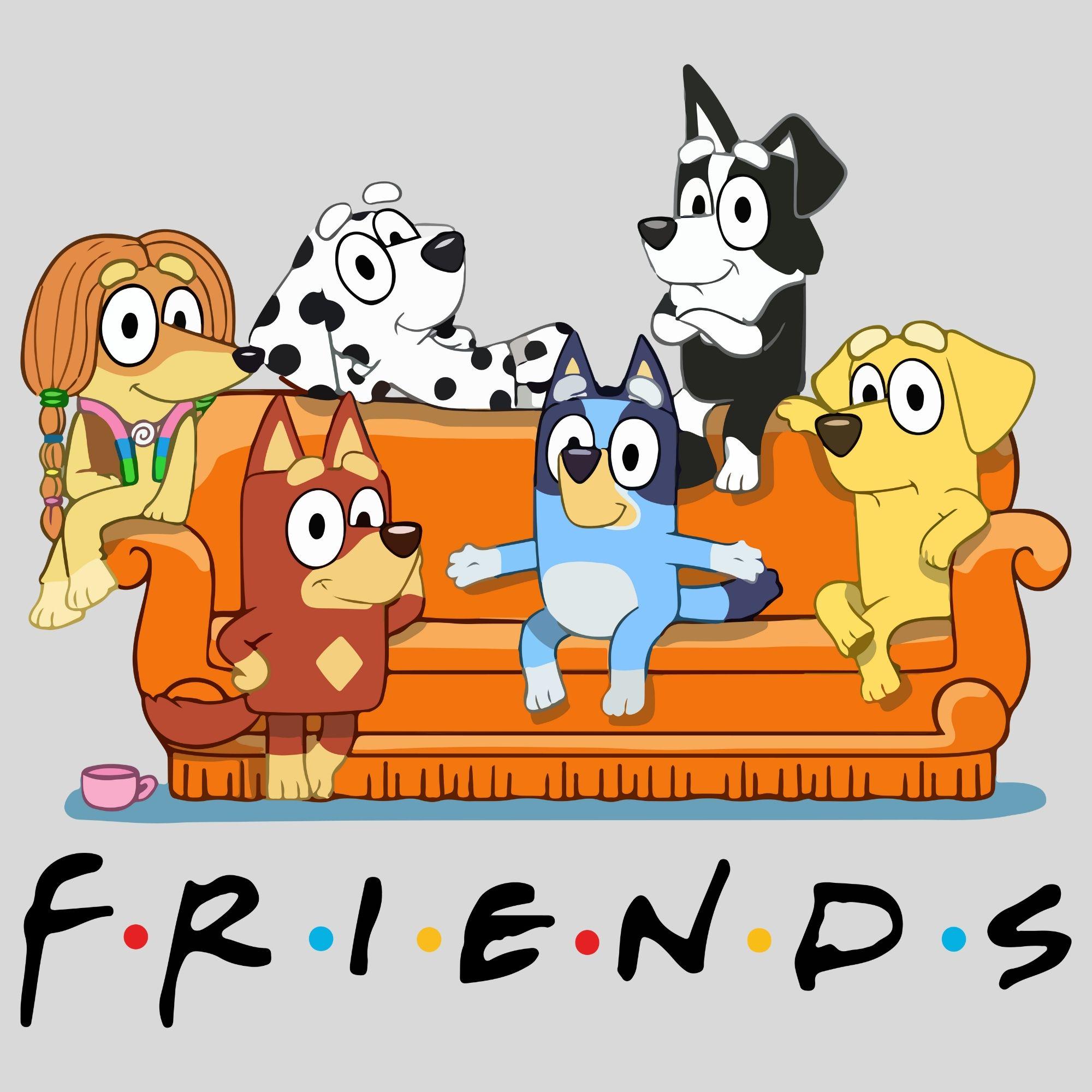 Blue Cartoon Friends on Couch PNG | Transparent Background | Instant ...