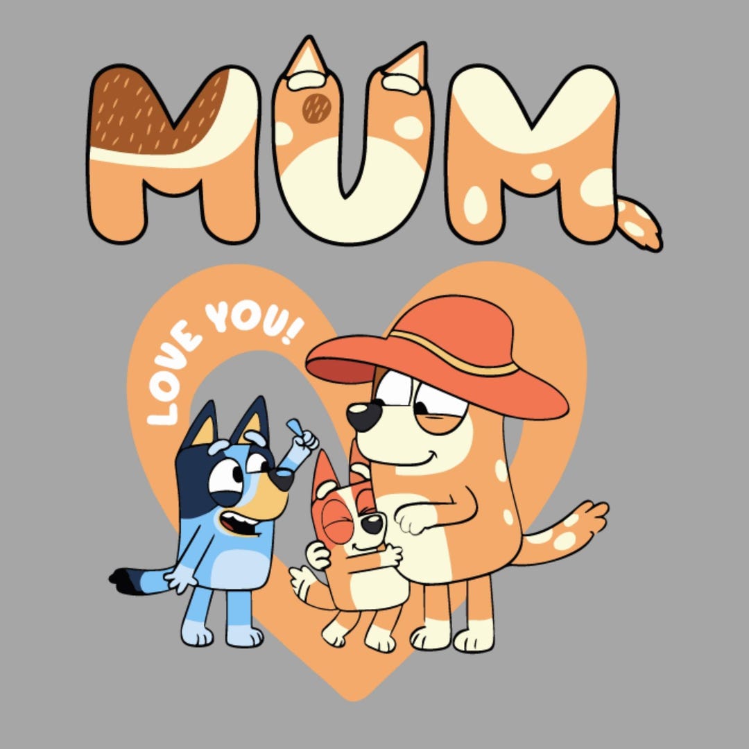 Cartoon Blue Mom and Kids Digital Poster | Mother's Day Gift | MUM Blue ...