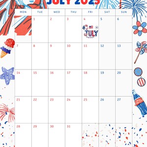 Vertical July 2025 Calendar - Etsy