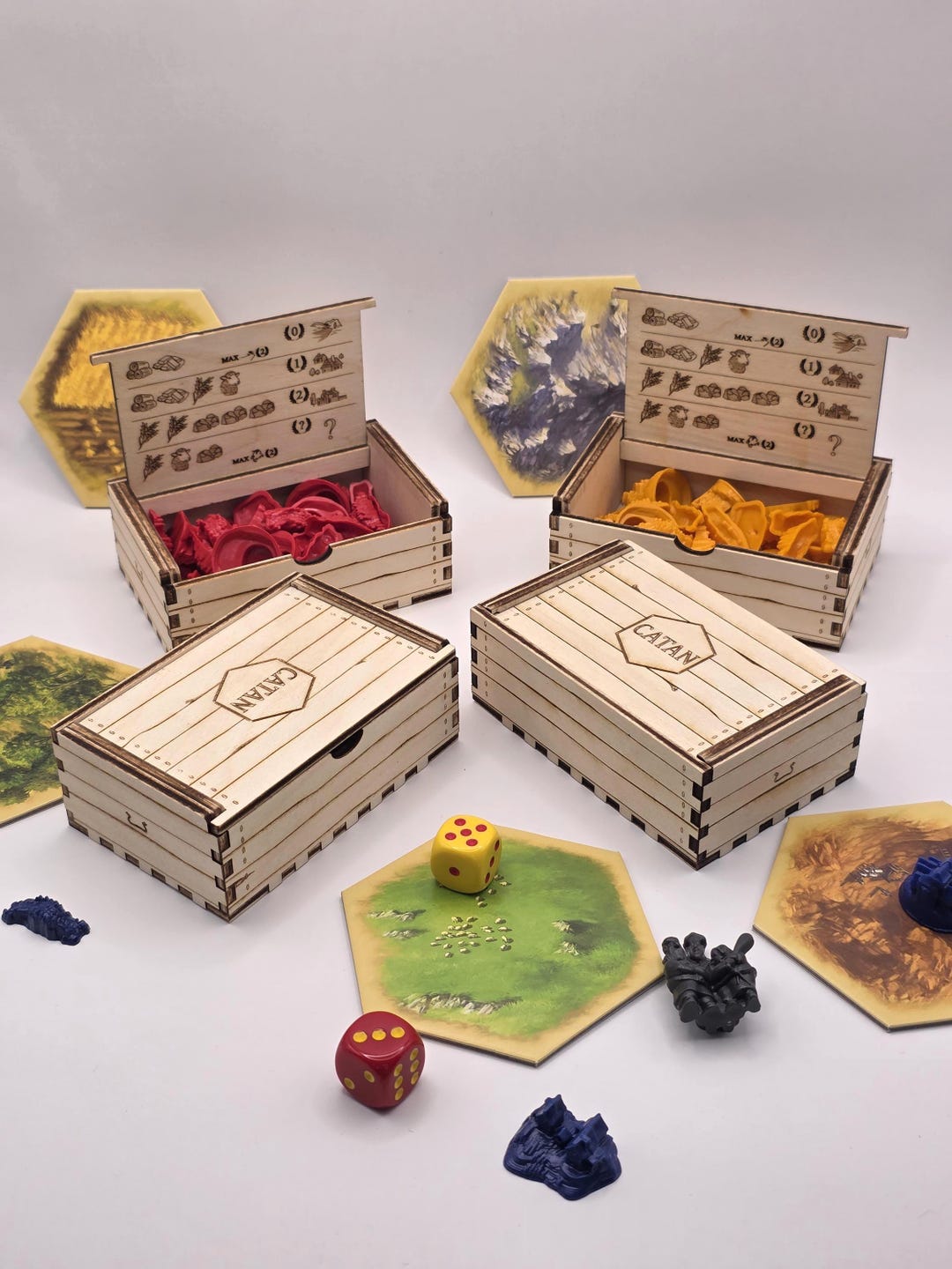 Catan Game Piece Organizer: Laser Cut Birch Plywood Storage Boxes - Etsy