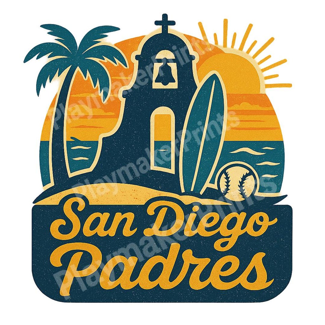 San Diego Padres Retro Logo Art Print – California Mission Baseball ...