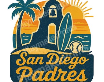 San Diego Padres Retro Logo Art Print – California Mission Baseball ...