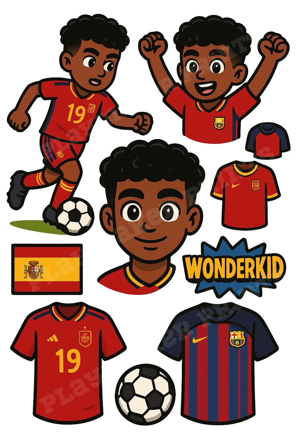 Lamine Yamal Clipart Bundle - 10 Pngs + Bonus Blonde Hair – Wonderkid ...