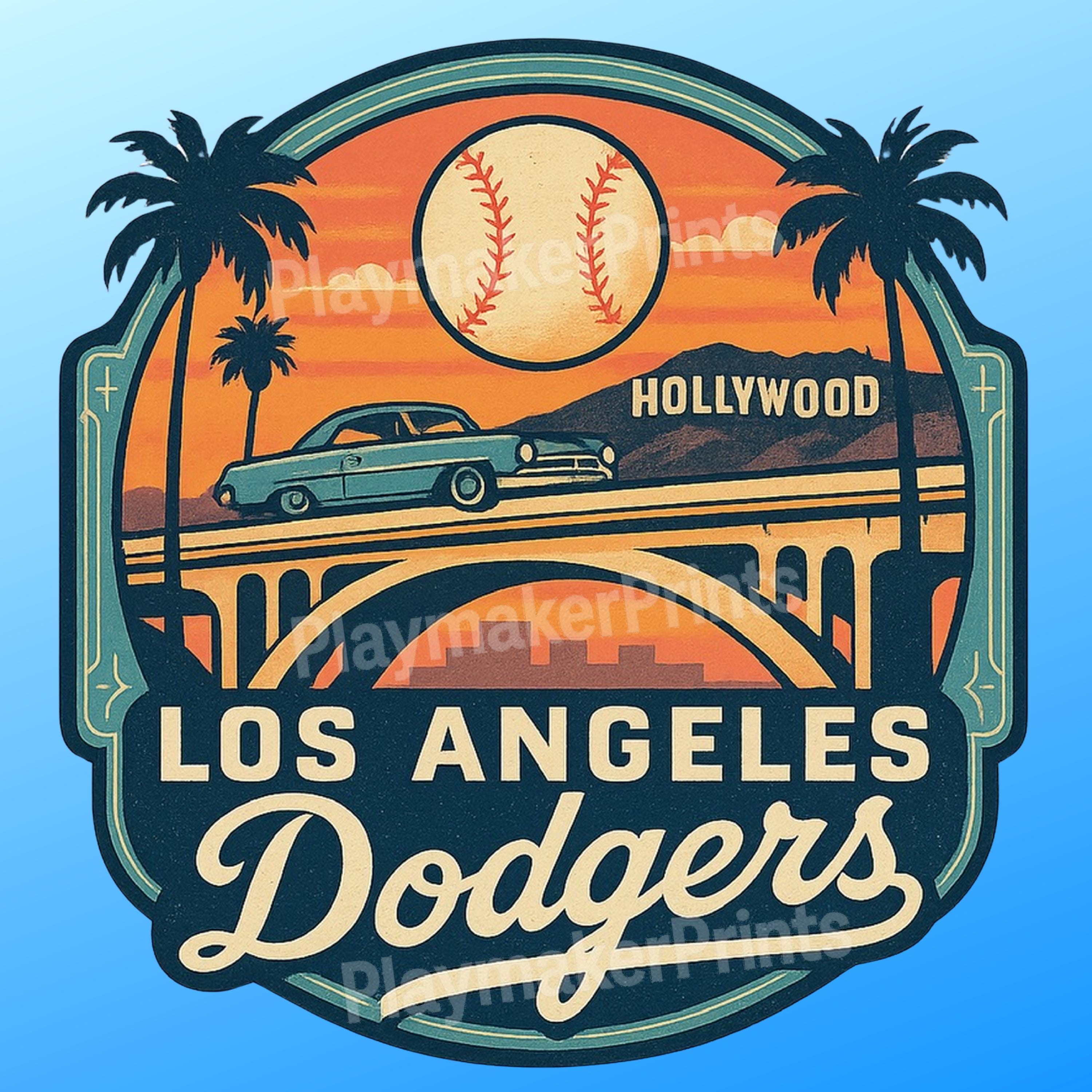 Los Angeles Dodgers Retro Logo Art Print – Vintage LA Freeway ...