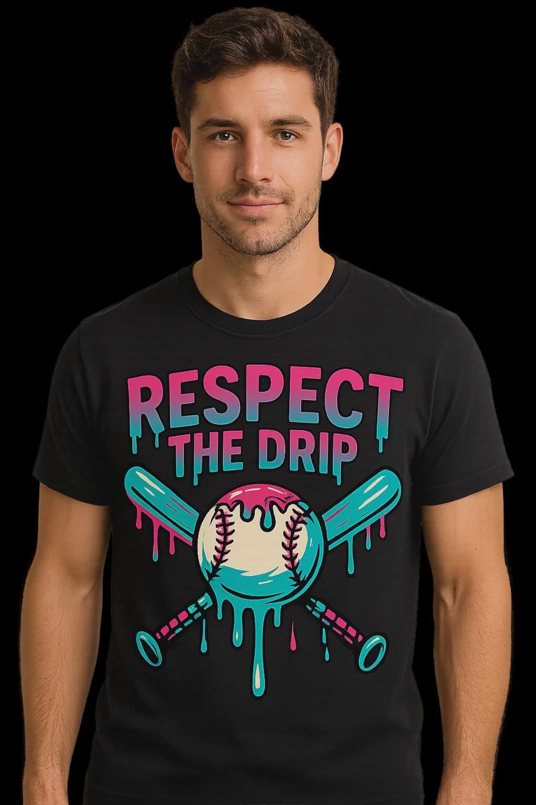 Respect the Drip – Baseball Design – Neon Drip Baseball PNG for ...