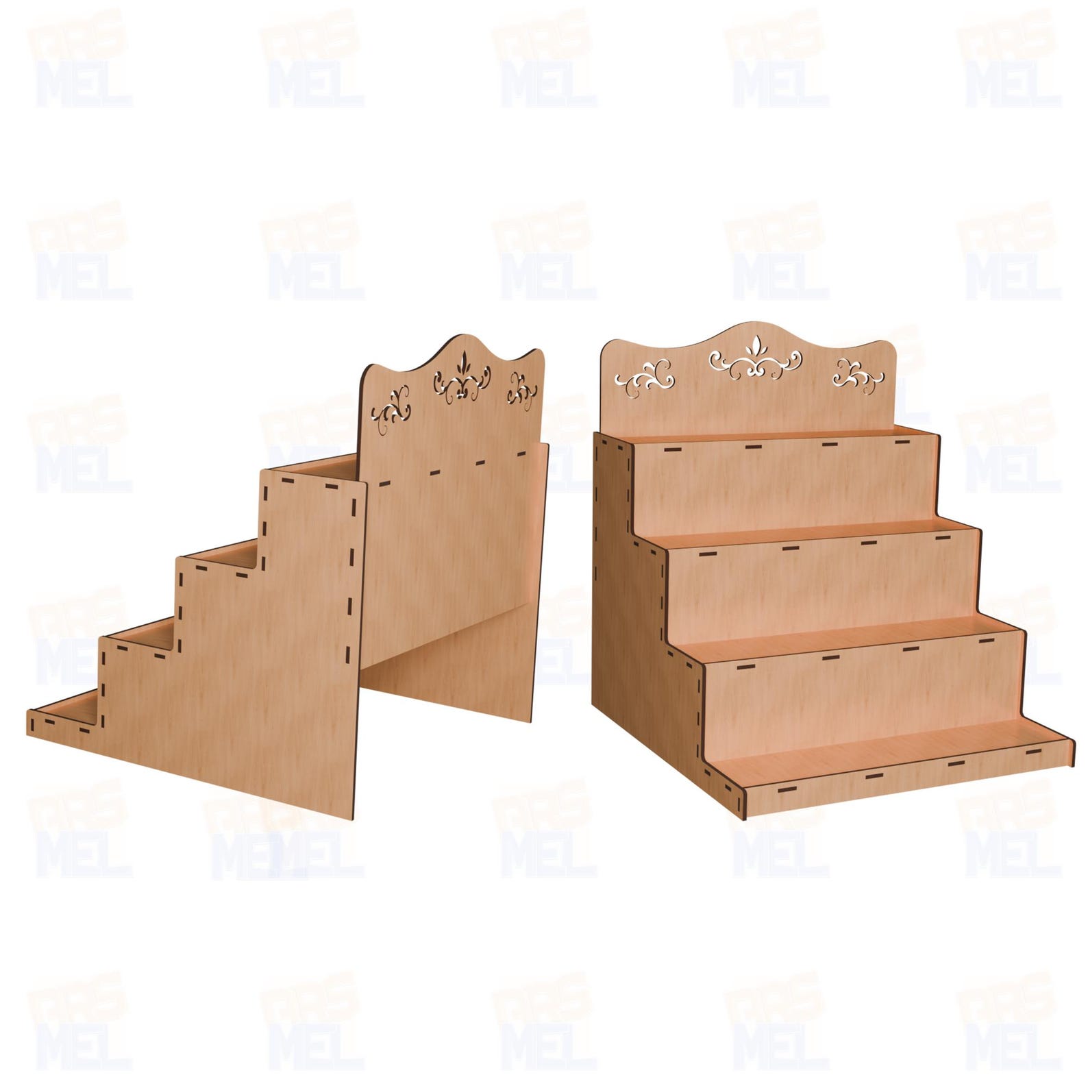 Retail Counter Display Stand 2 Different Size, Tiered Stand Laser Cut- Digital File - 3mm, 4mm ...
