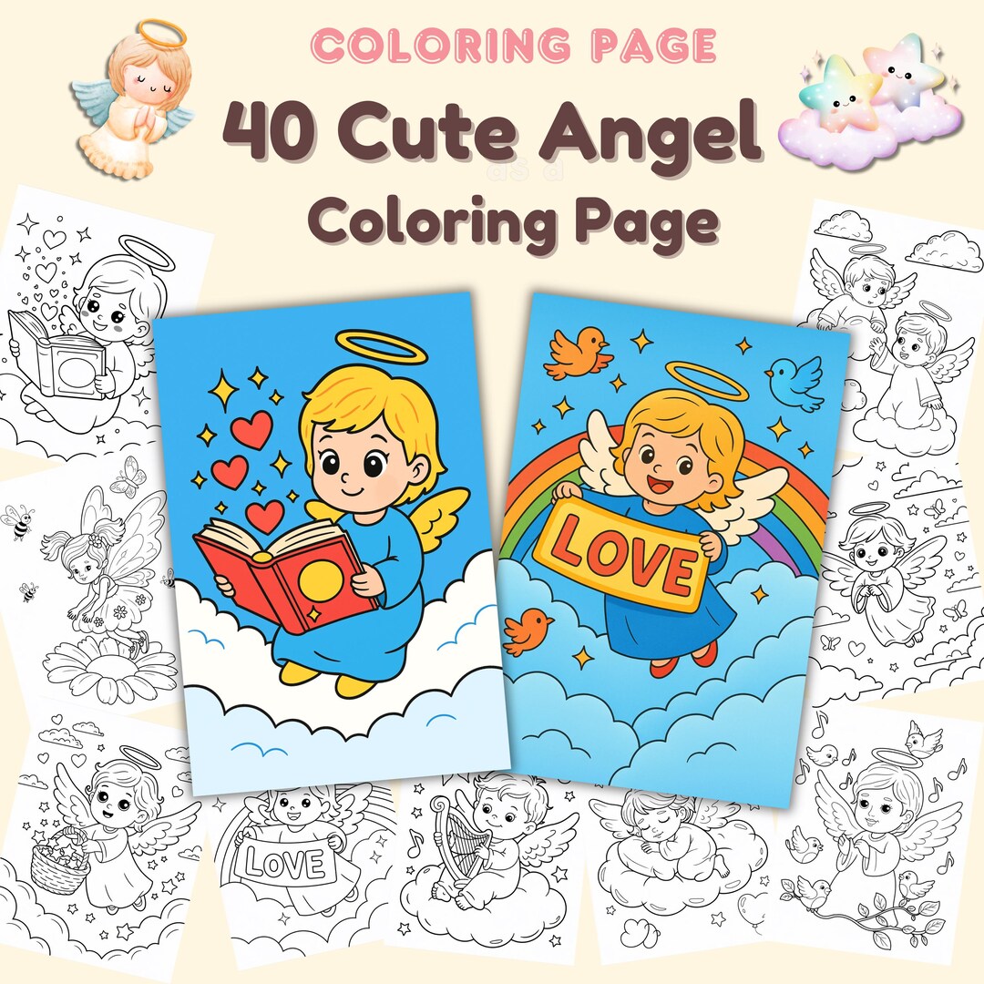 Cute Angel Coloring Pages for Kids – 40 Printable Angel Designs ...