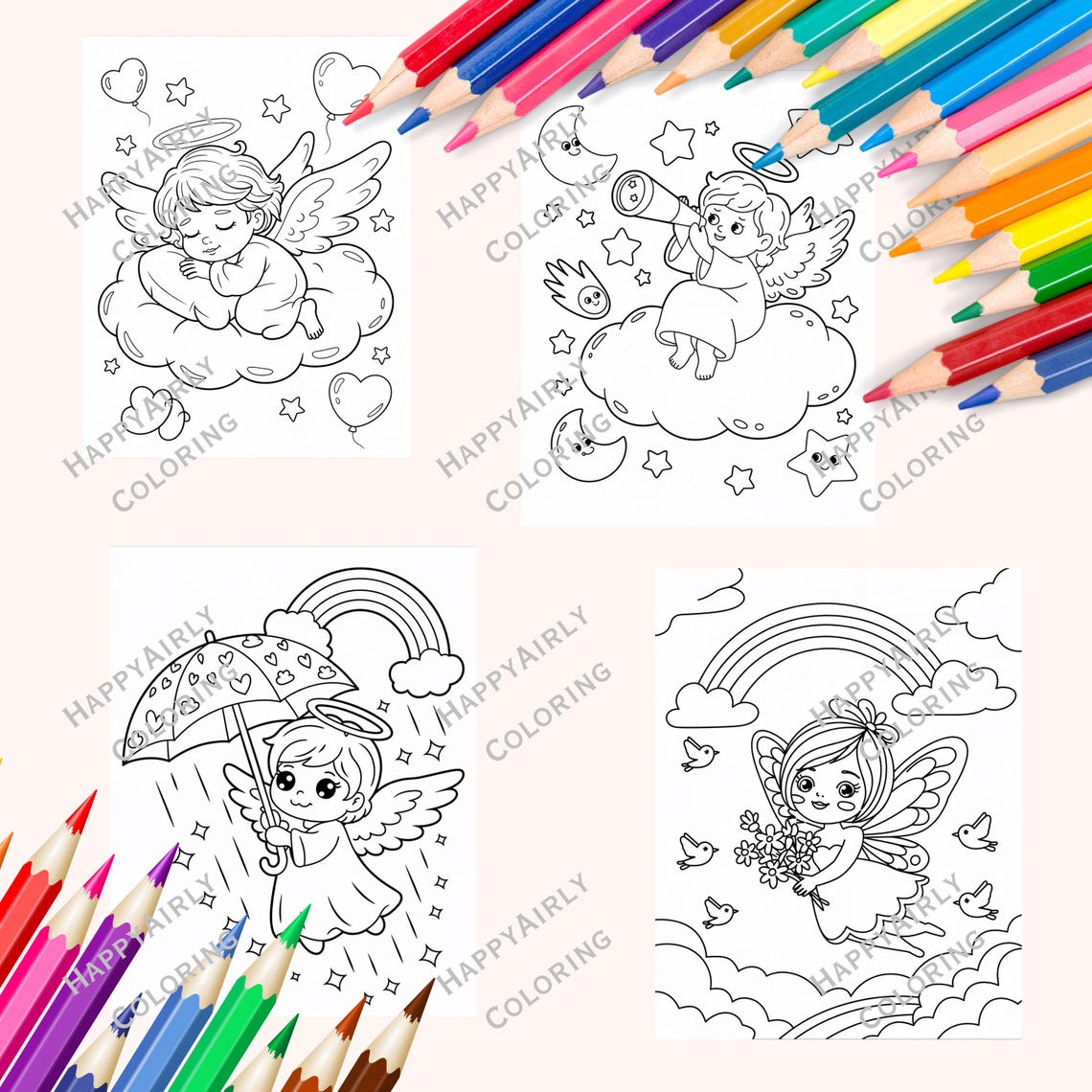 Cute Angel Coloring Pages for Kids – 40 Printable Angel Designs ...
