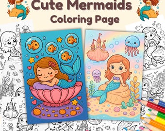 Mermaid Coloring Book: 100 Pages! - Etsy UK