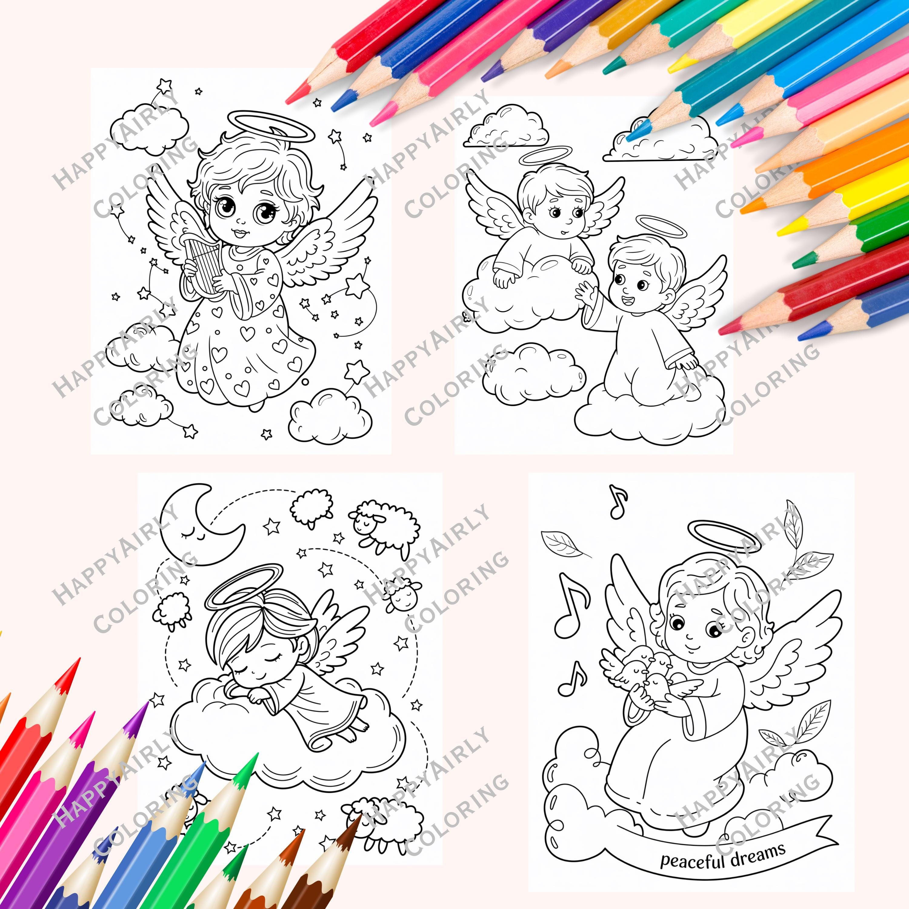 Cute Angel Coloring Pages for Kids – 40 Printable Angel Designs ...