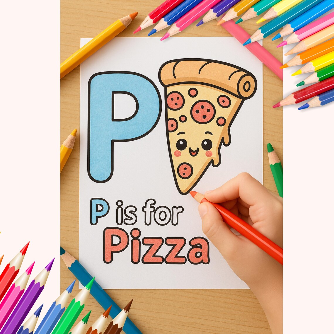 Kawaii Food Alphabet Coloring Pages: A-Z Printable Letters (PDF Digital ...