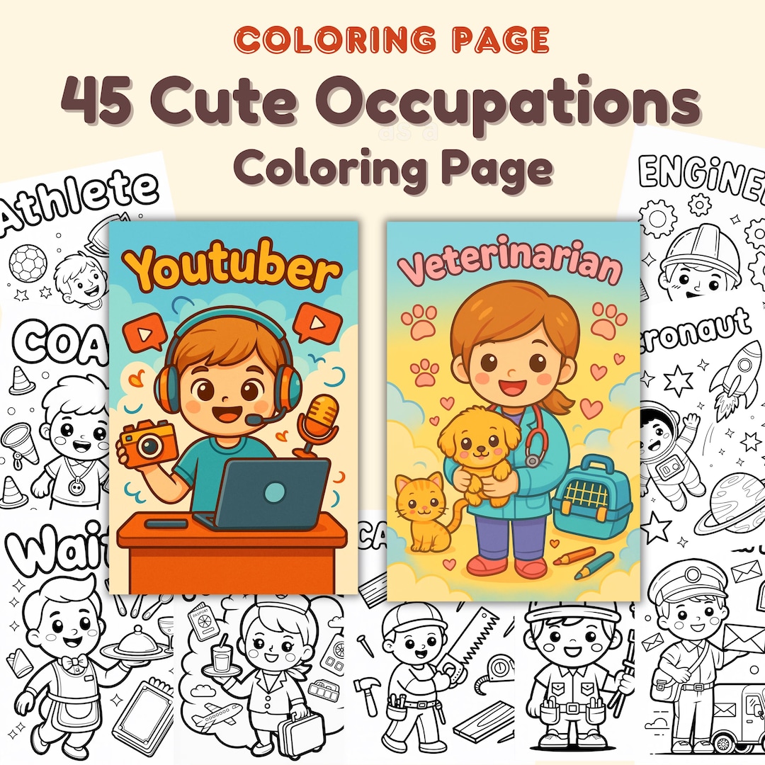Occupation Coloring Book for Kids: 45 Jobs Activity Pages (PDF Download ...