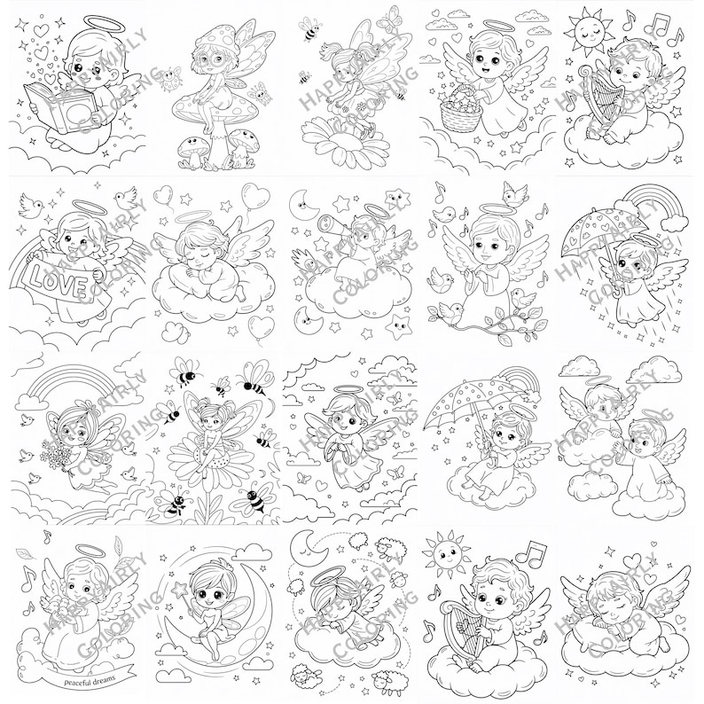 Cute Angel Coloring Pages for Kids – 40 Printable Angel Designs ...