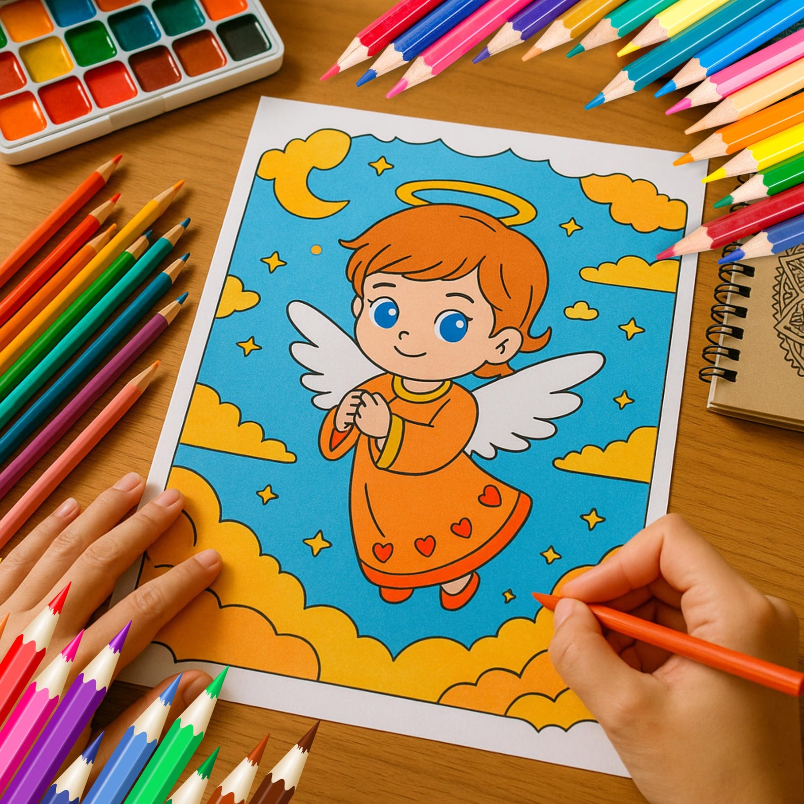 Cute Angel Coloring Pages for Kids – 40 Printable Angel Designs ...
