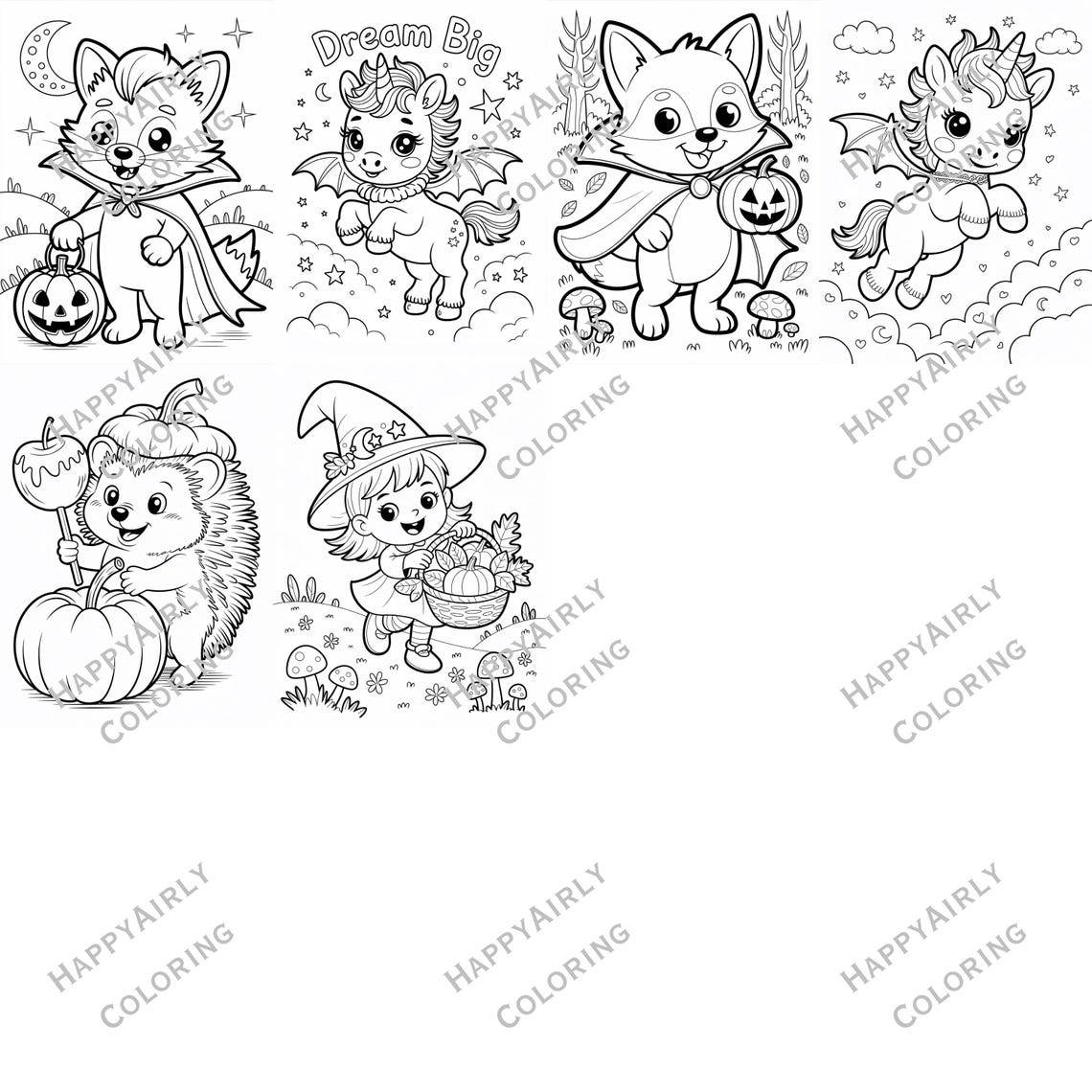 Halloween Coloring Pages for Kids & Adults | Cute Ghosts, Pumpkins ...