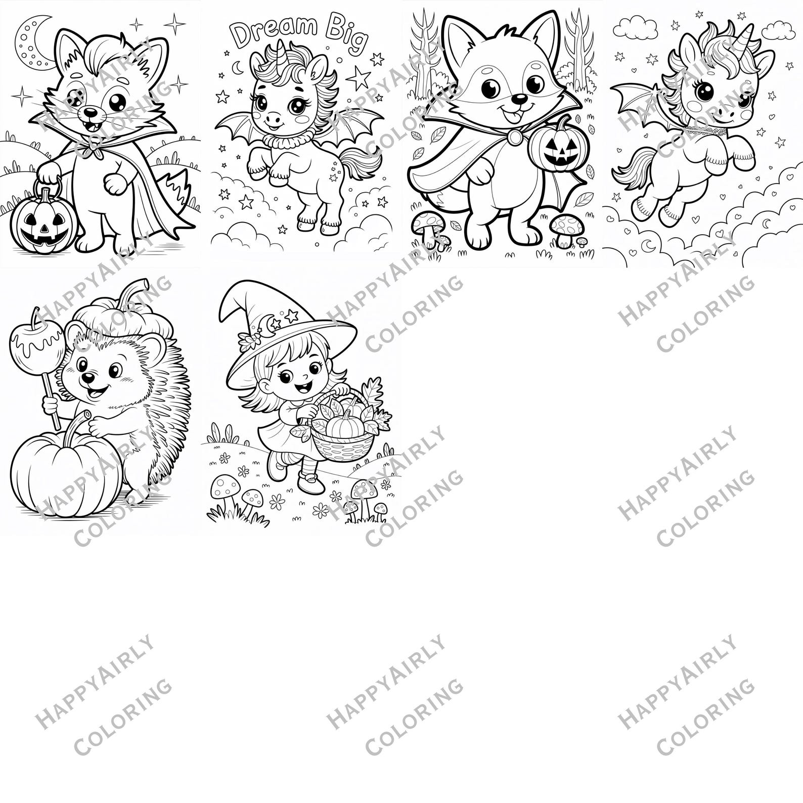 Halloween Coloring Pages for Kids & Adults | Cute Ghosts, Pumpkins ...
