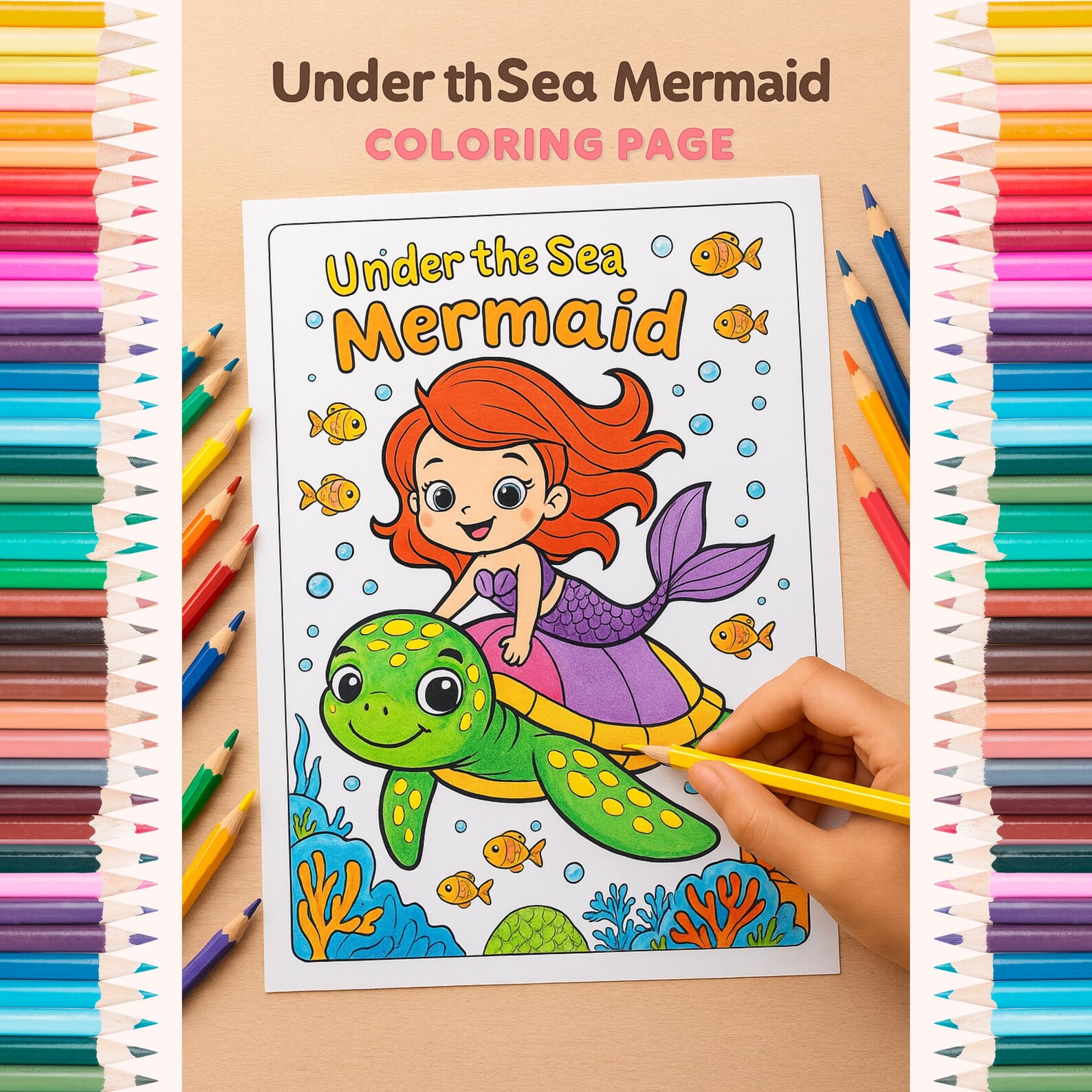 38 Cute Mermaid Coloring Pages for Kids – Printable Kawaii Mermaid PDF ...