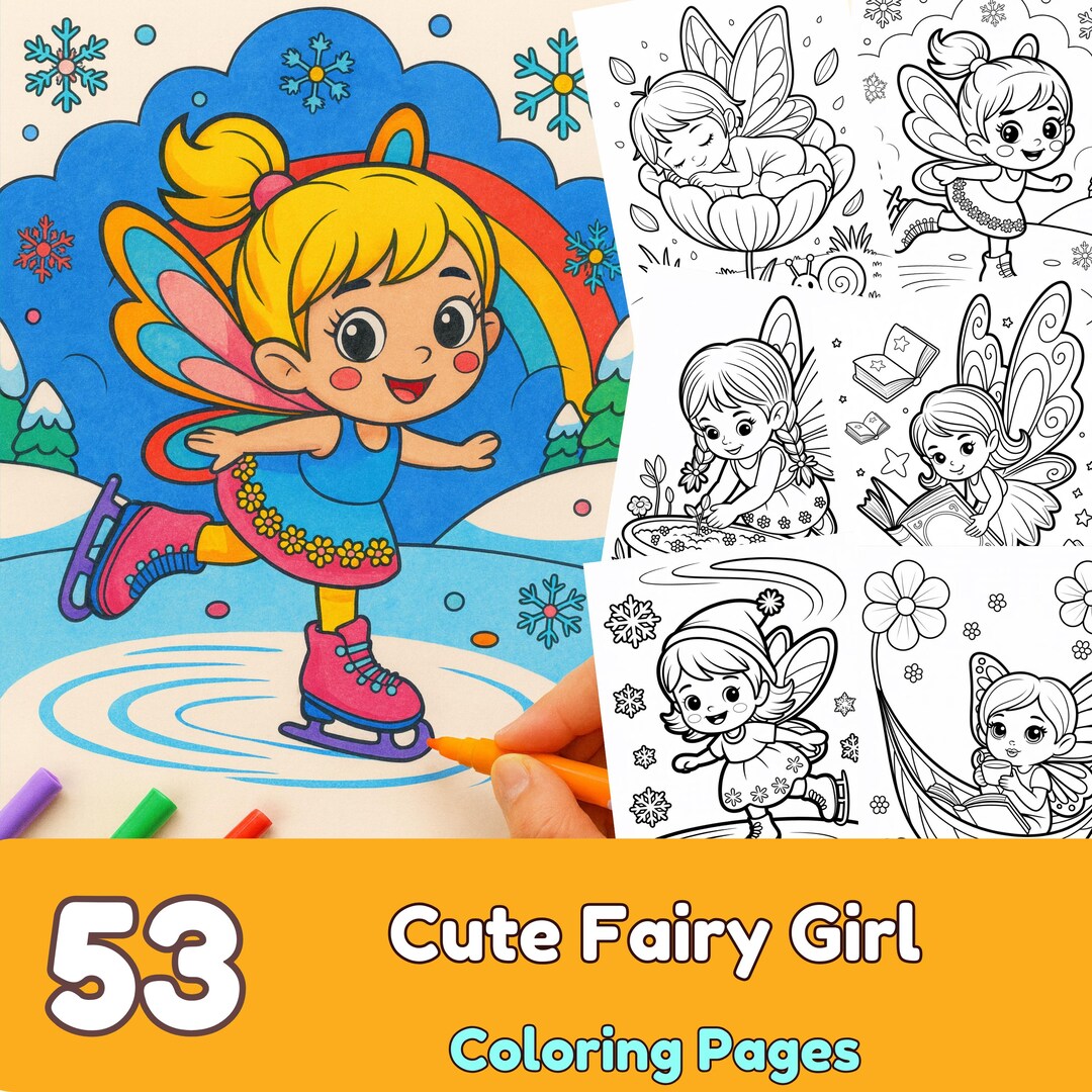 Fairy Girl Coloring Pages: 53 Fantasy Princess Designs (PDF Bundle) - Etsy