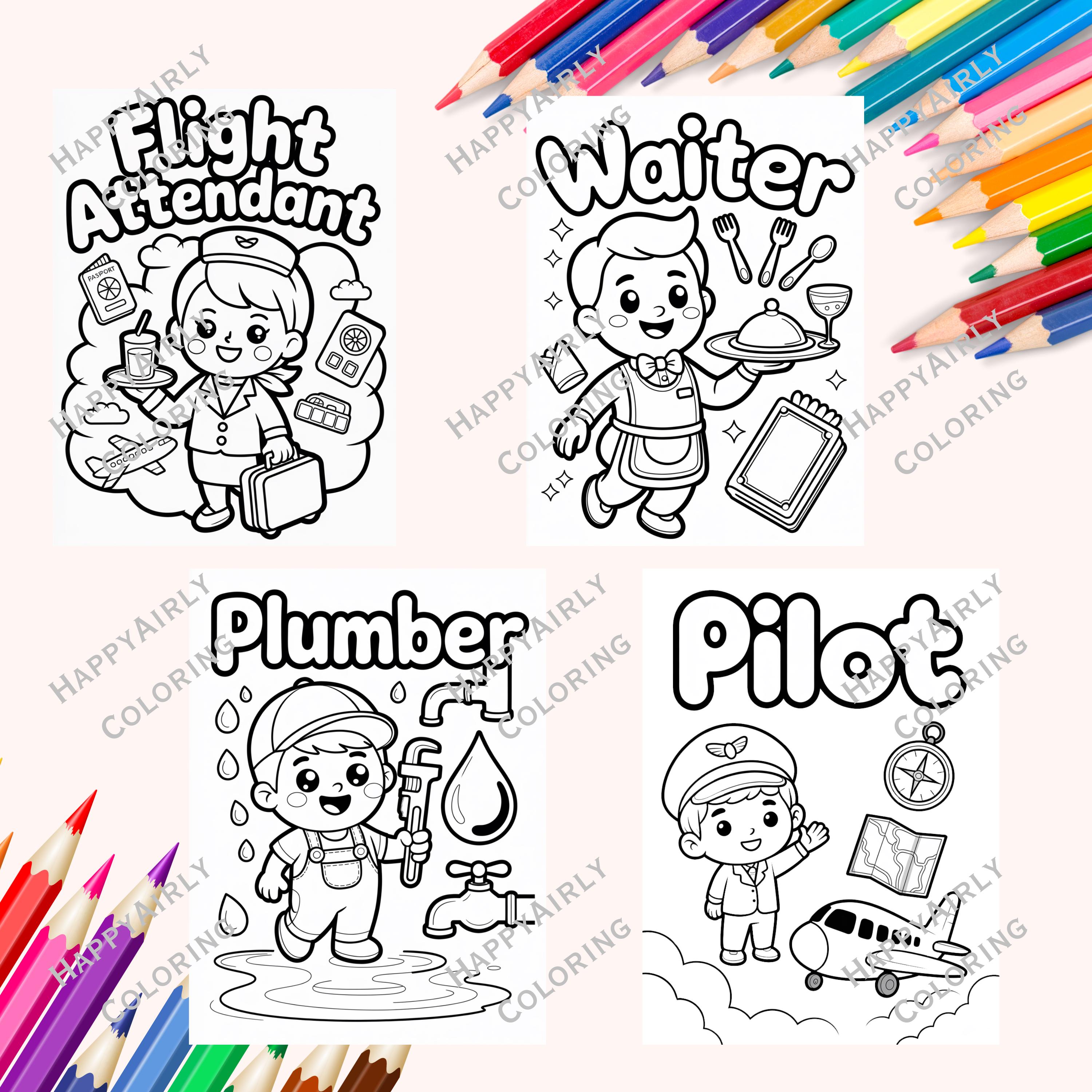 Occupation Coloring Book for Kids: 45 Jobs Activity Pages (PDF Download ...