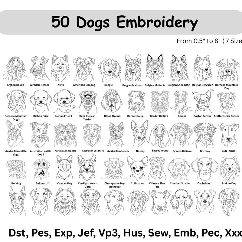 Dogs Embroidery Faces - Etsy
