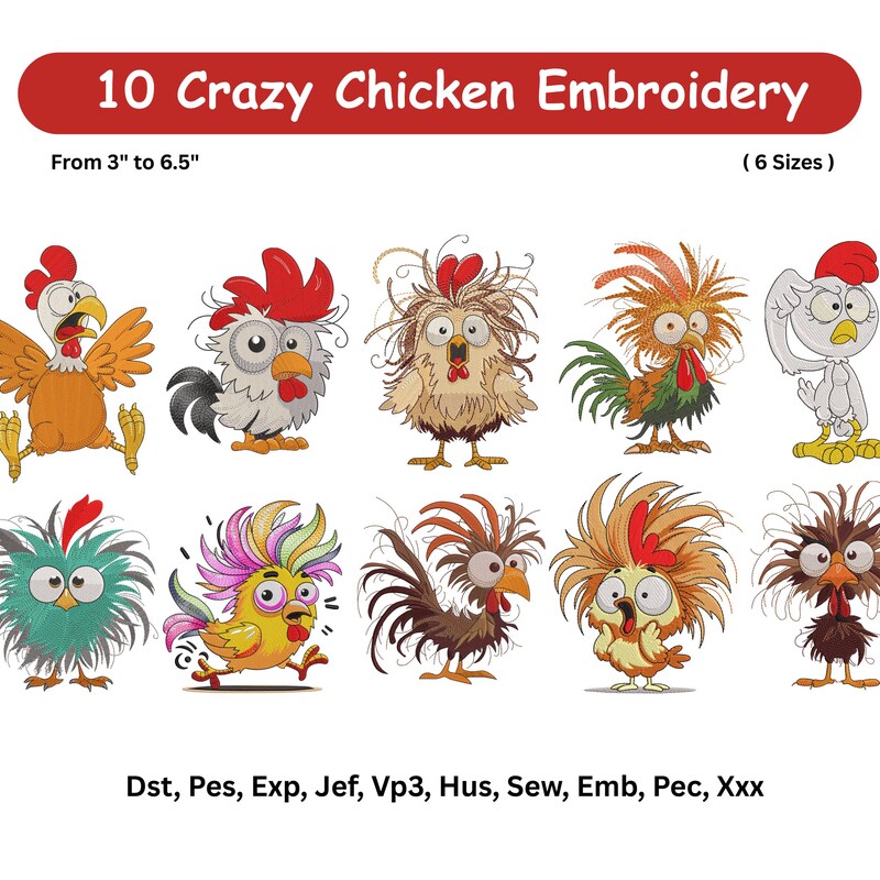 Chicken Embroidery Design - Etsy