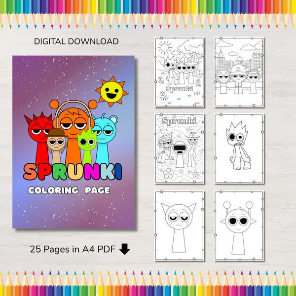 Sprunki Color Pages - Etsy