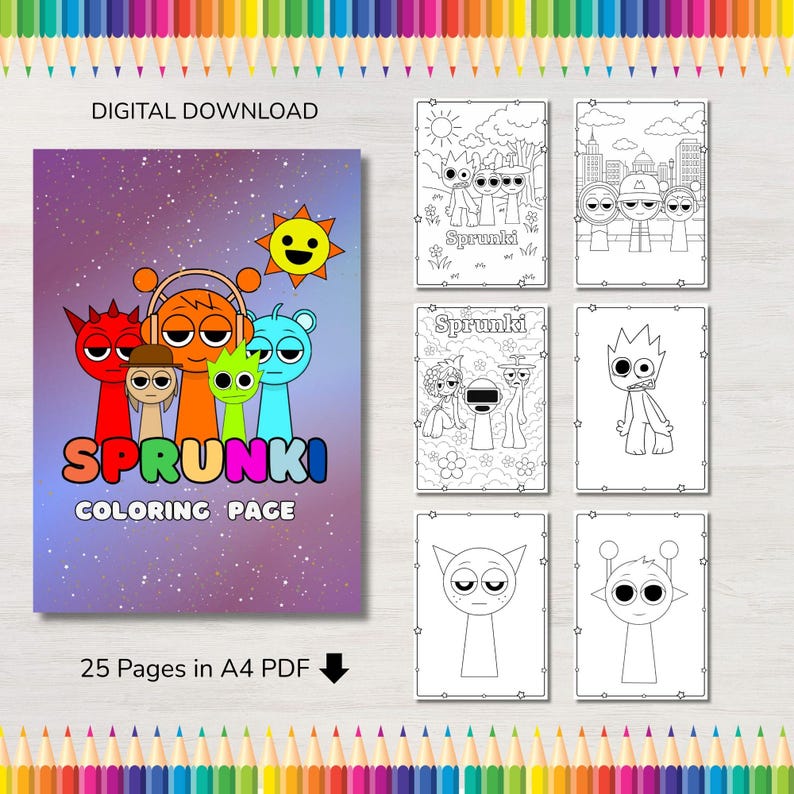 Sprunki Characters Coloring Book: 25 Printable Pages (PDF) - Etsy