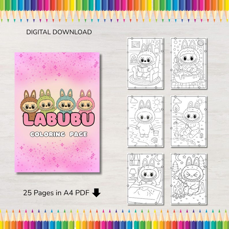 Labubu Coloring Pages – 25 Unique Printable Pages, Digital Download ...