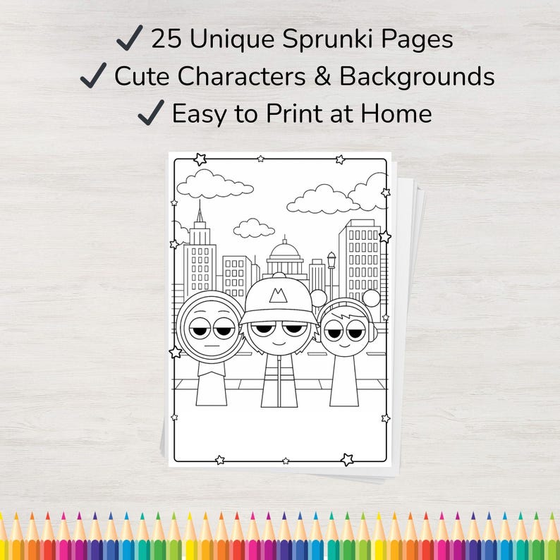 20 Sprunki Characters Printable Coloring Pages A4 Coloring Book Kids ...