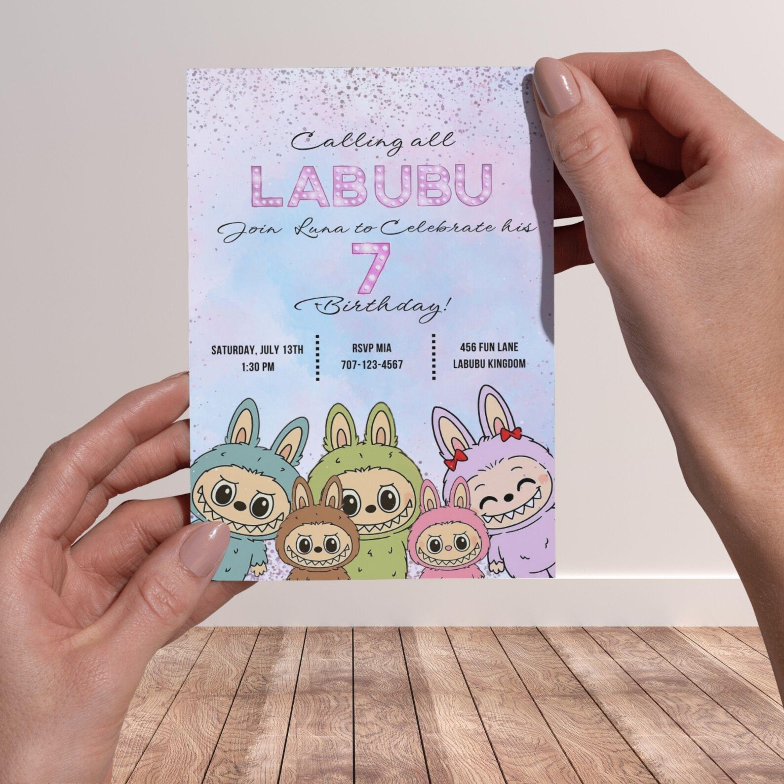 Labubu Theme Birthday Invitation | Cute Monster Labubu Invitation ...