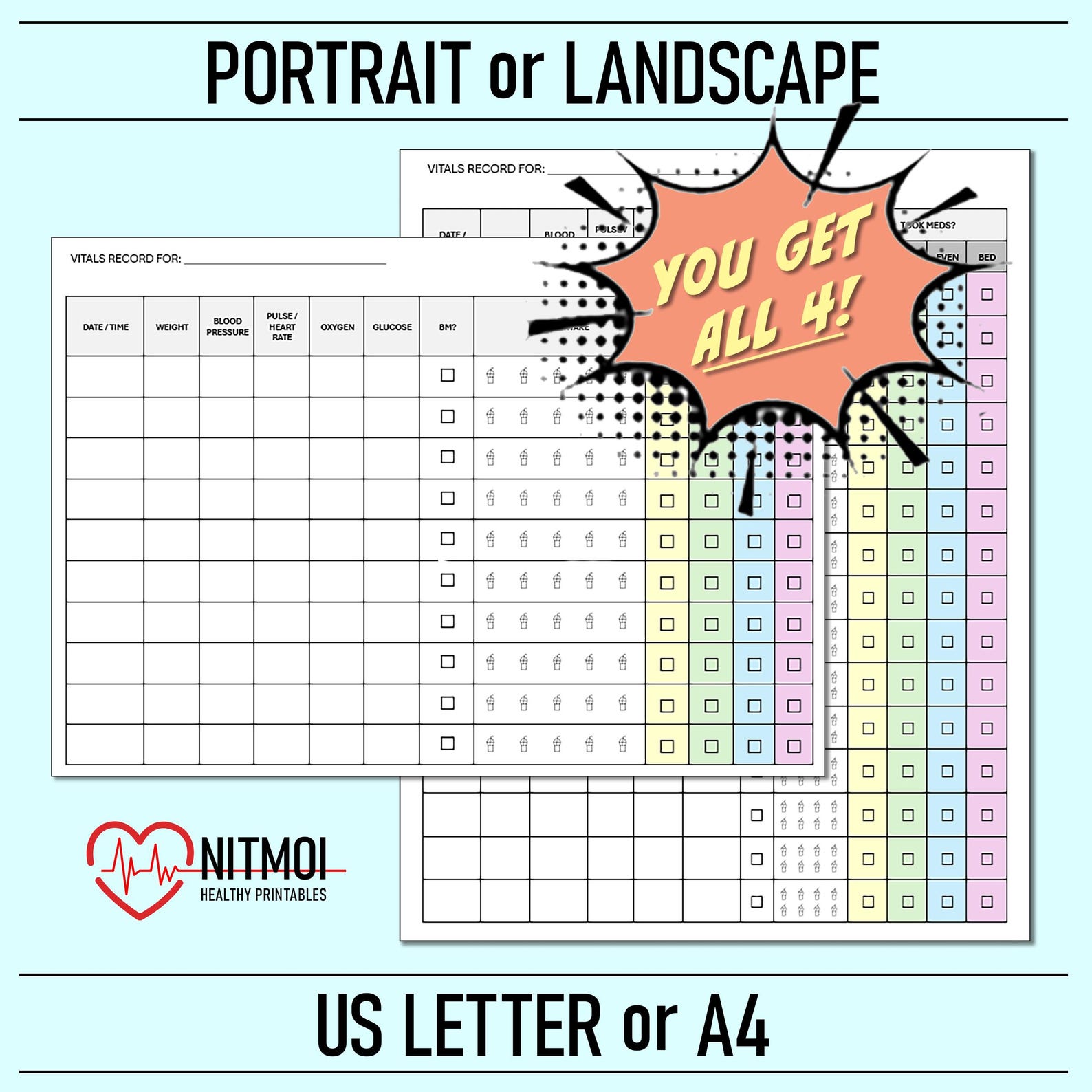 Vital Signs Log, Vital Signs Record, Vital Signs Tracker, Vital Signs ...