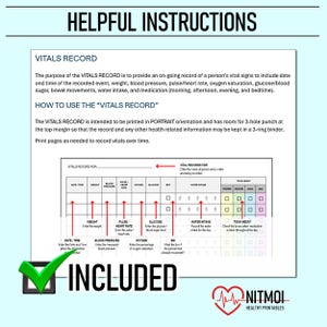 Vital Signs Log, Vital Signs Record, Vital Signs Tracker, Vital Signs ...