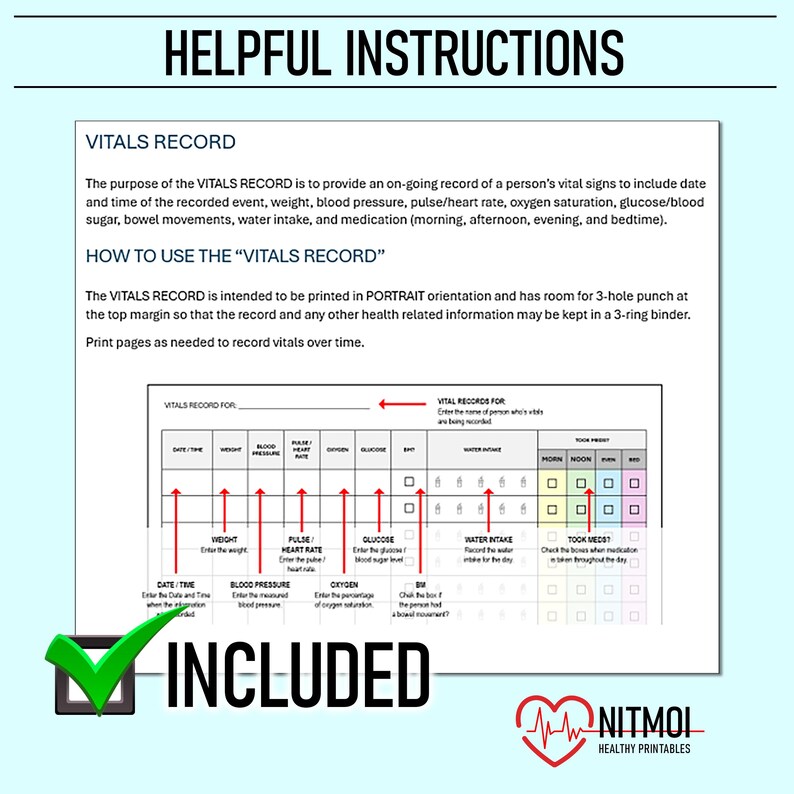 Vital Signs Log, Vital Signs Record, Vital Signs Tracker, Vital Signs ...