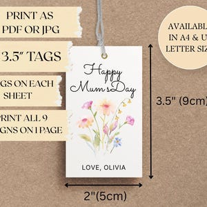 Printable Mother's Day Gift Tags - Customizable, Personalized & Instant ...