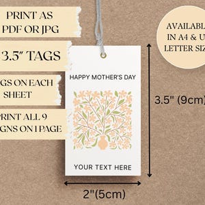 Printable Mother’s Day Gift Tags Custom Editable Floral Rainbow Labels ...