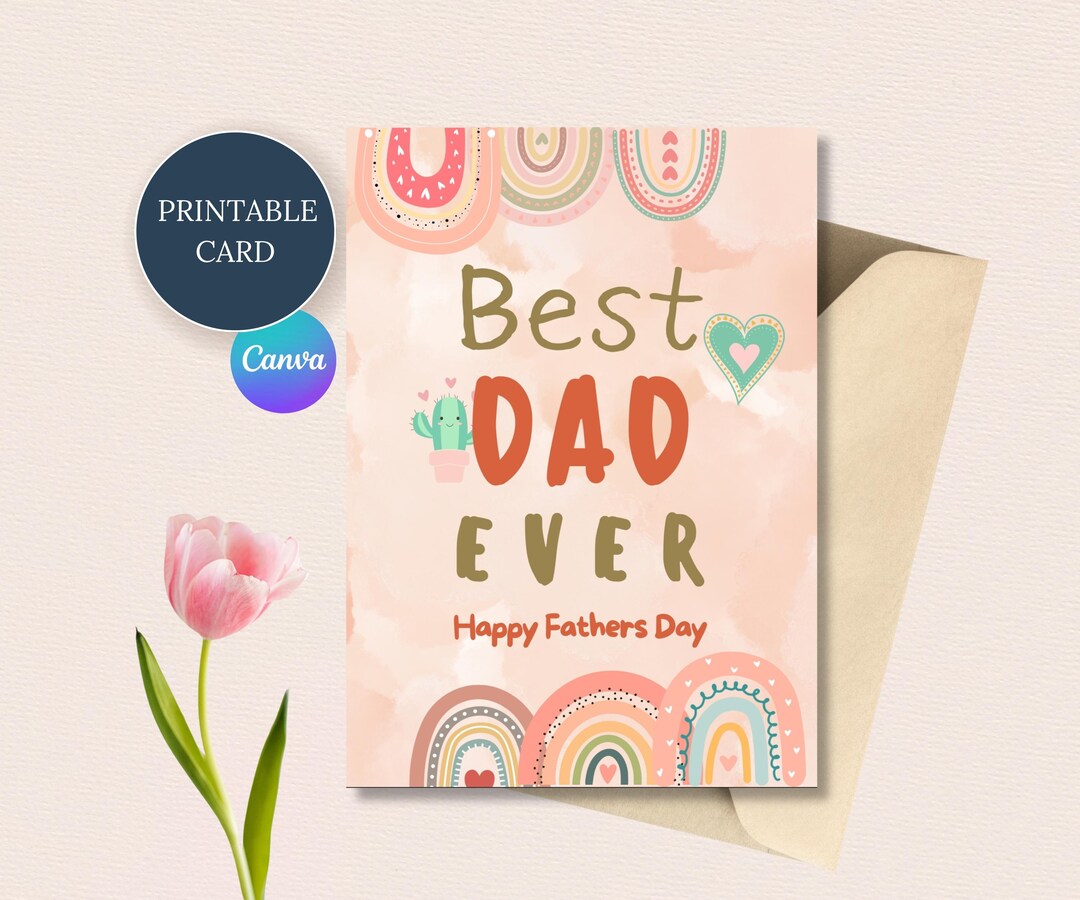 Happy Fathers Day Card Printable, Best Dad Ever Card Digital Download ...