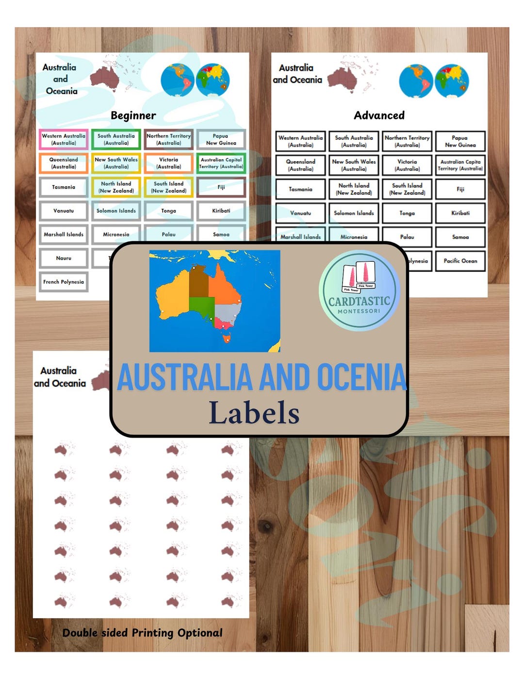 Countries in Australia and Oceania: Geography Labels for Montessori ...
