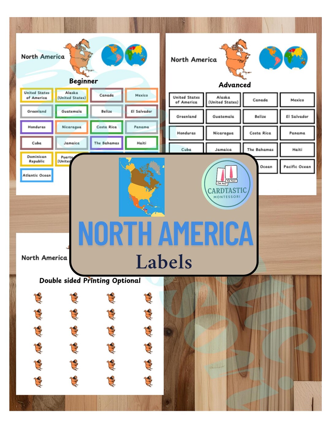 Countries in North America + Oceans: Geography Labels for Montessori ...