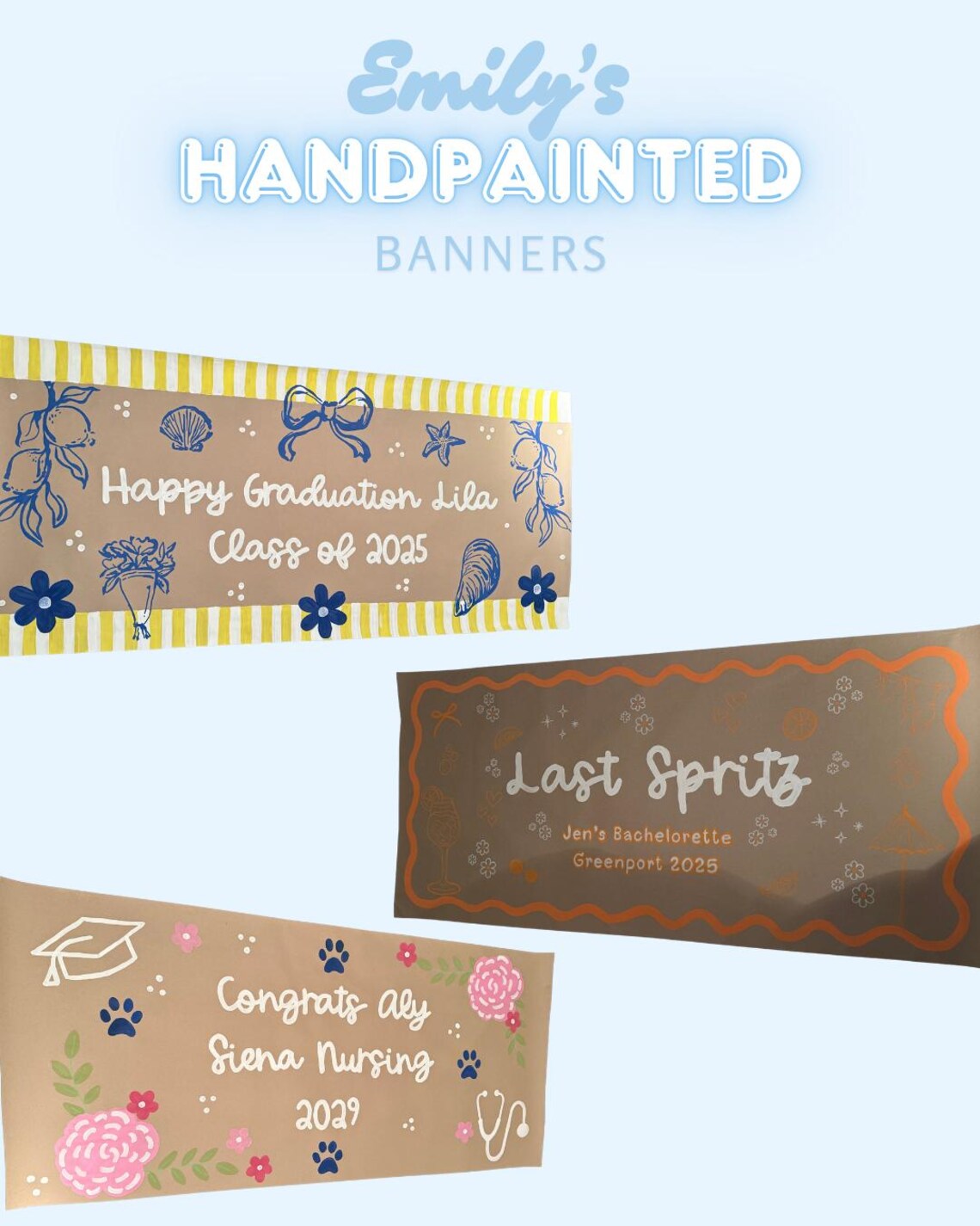 Personalized Hand Painted Banner Sign for BIRTHDAYS, SHOWERS ...
